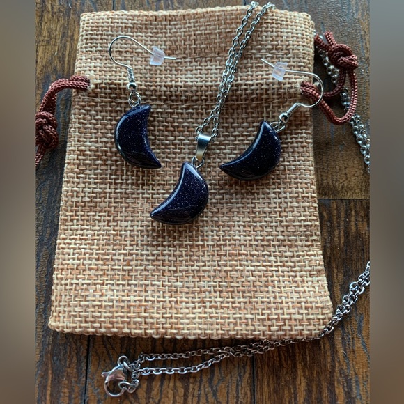 Hand Crafted | Jewelry | Blue Sandstone Moon Necklace Blue Sandstone ...